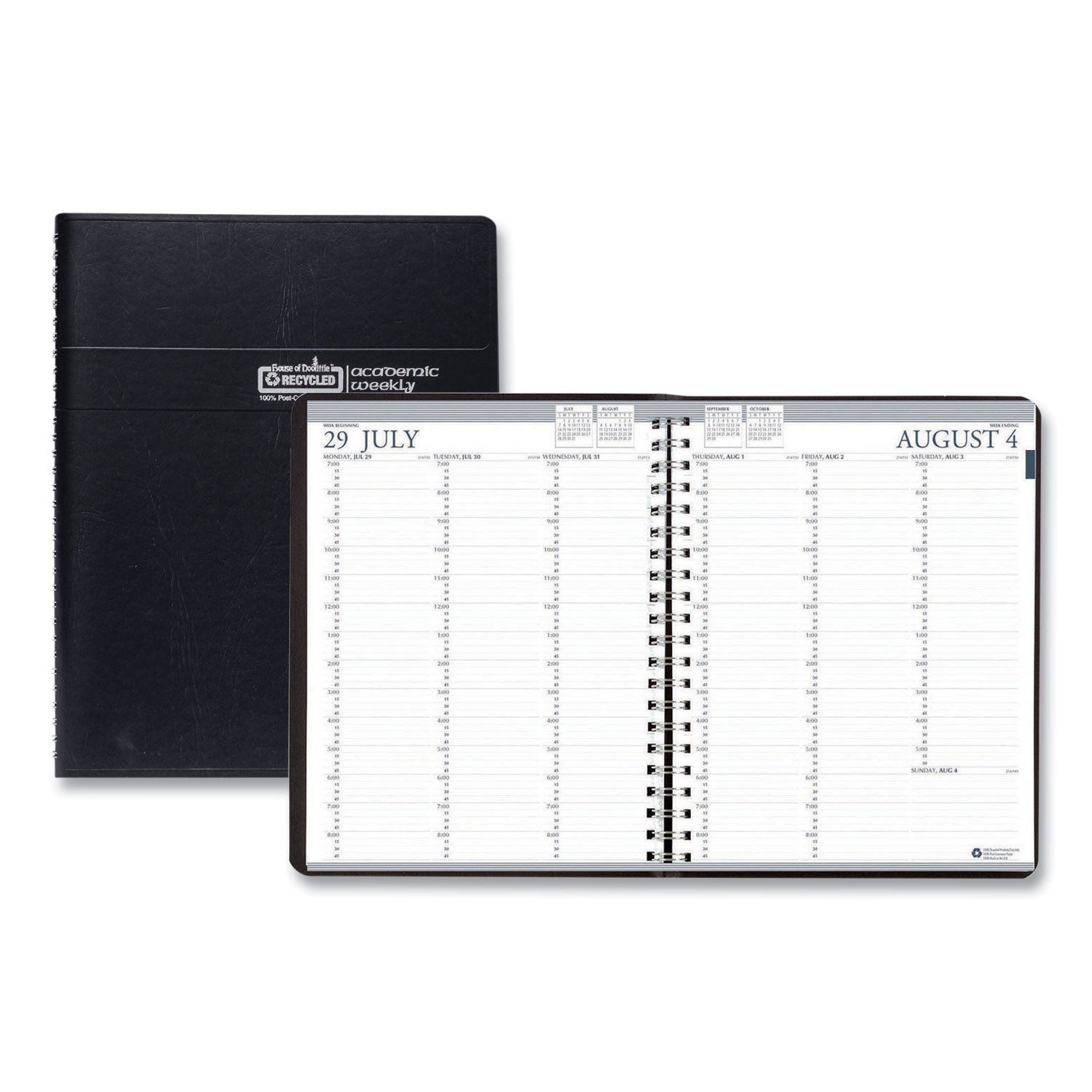 Recycled Professional Weekly Planner, 15-Minute Appts, 11 x 8.5, Black ...