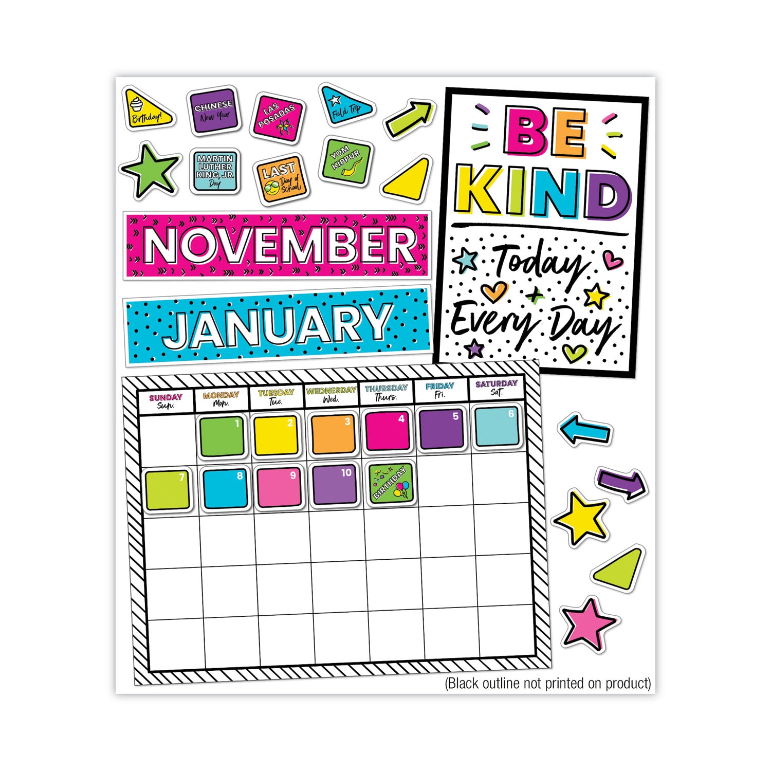 Calendar Bulletin Board Set, Kind Vibes, 129 Pieces by Carson-Dellosa ...