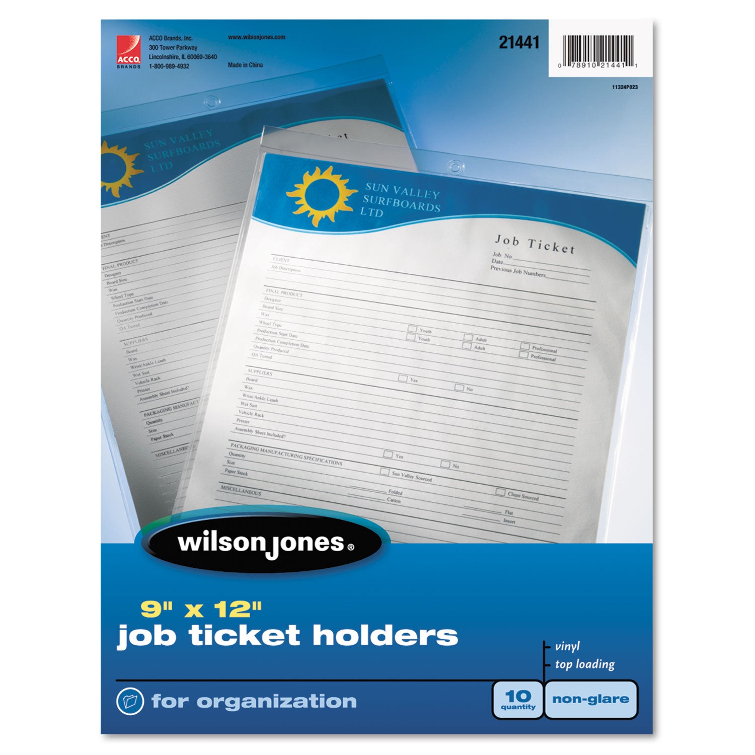Top-Loading Job Ticket Holder, Nonglare Finish, 9 x 12, Clear/Frosted ...