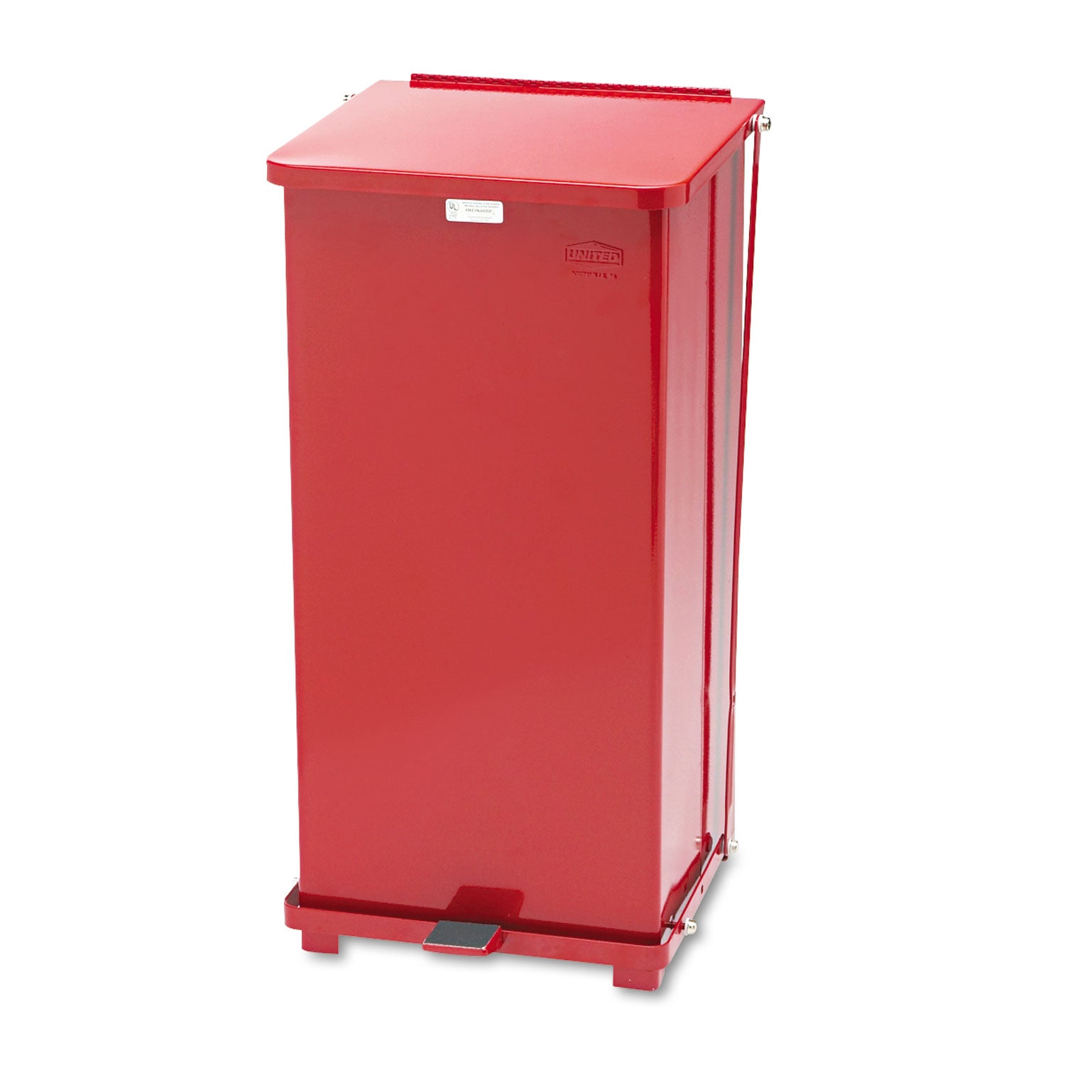 Defenders Biohazard Step Can, Square, Steel, 13 gal, Red by Rubbermaid ...