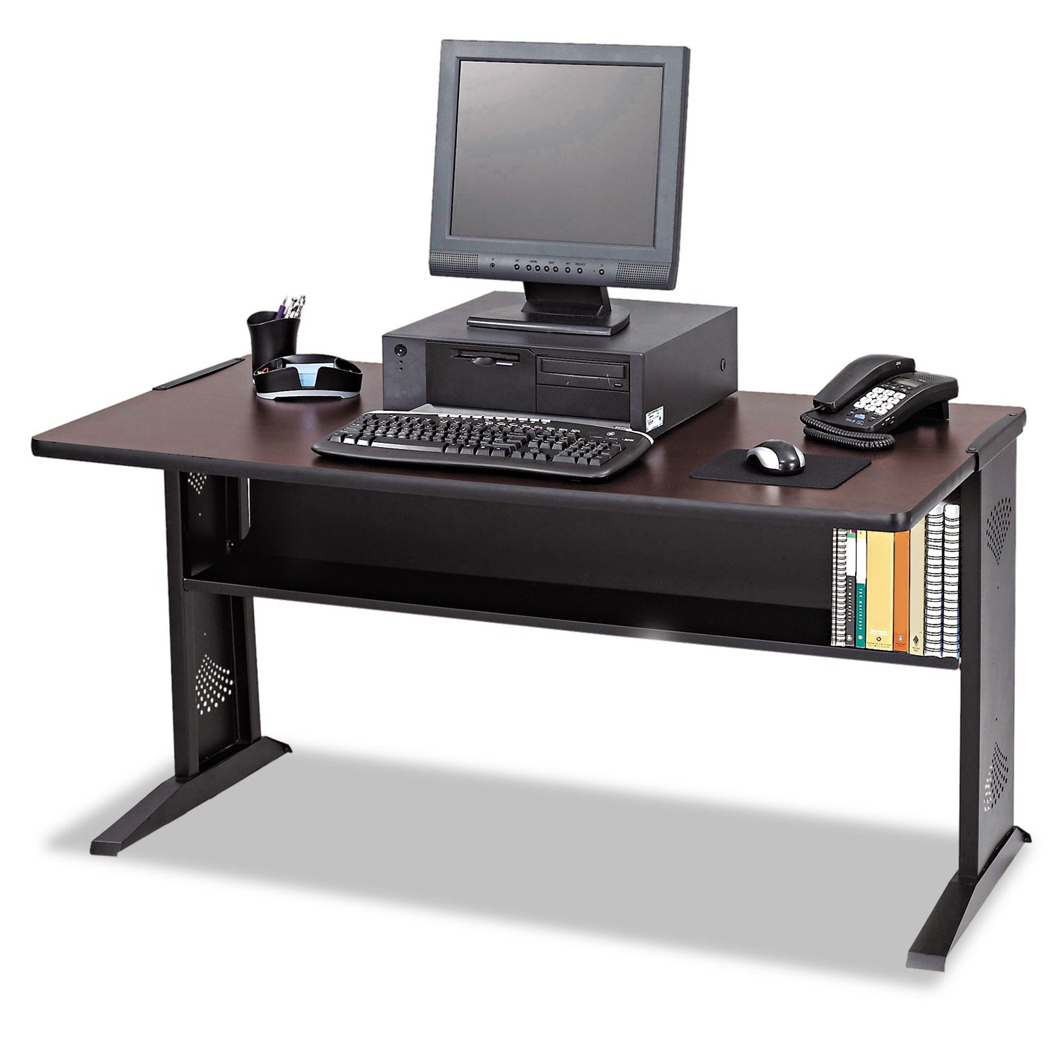 Computer Desk with Reversible Top, 47.5" x 28" x 30", Mahogany/Medium ...