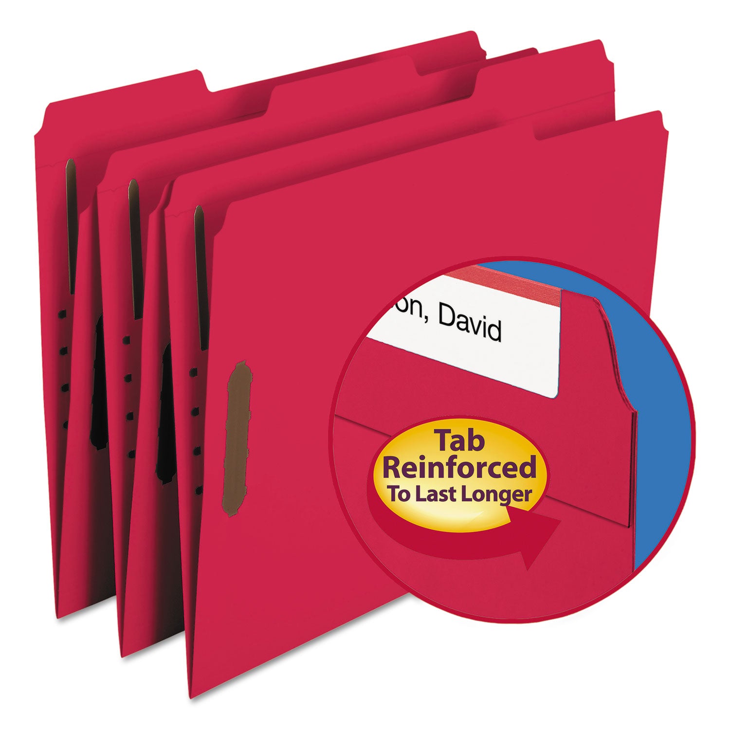 Top Tab Colored Fastener Folders, 2 Fasteners, Letter Size, Red ...