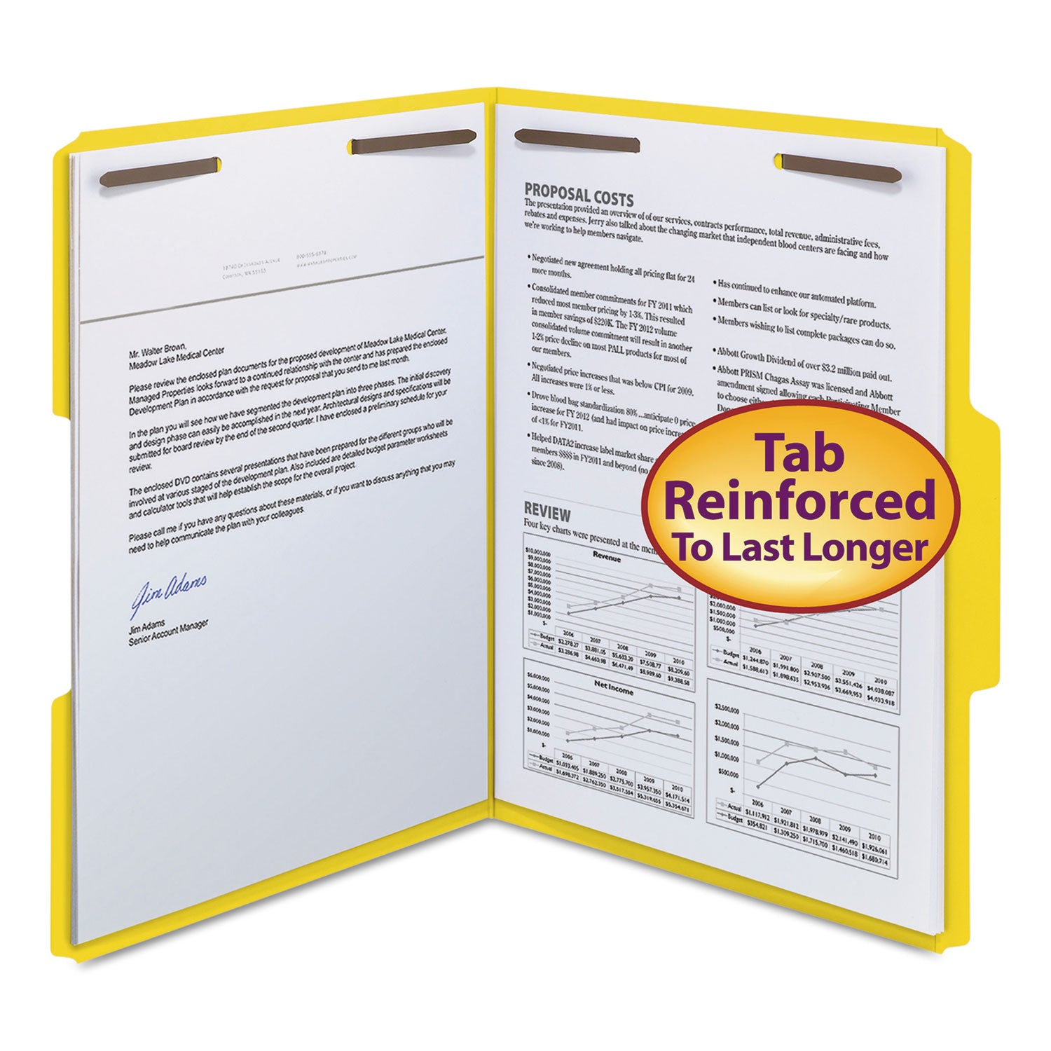 WaterShed CutLess Reinforced Top Tab Fastener Folders, 2 Fasteners ...