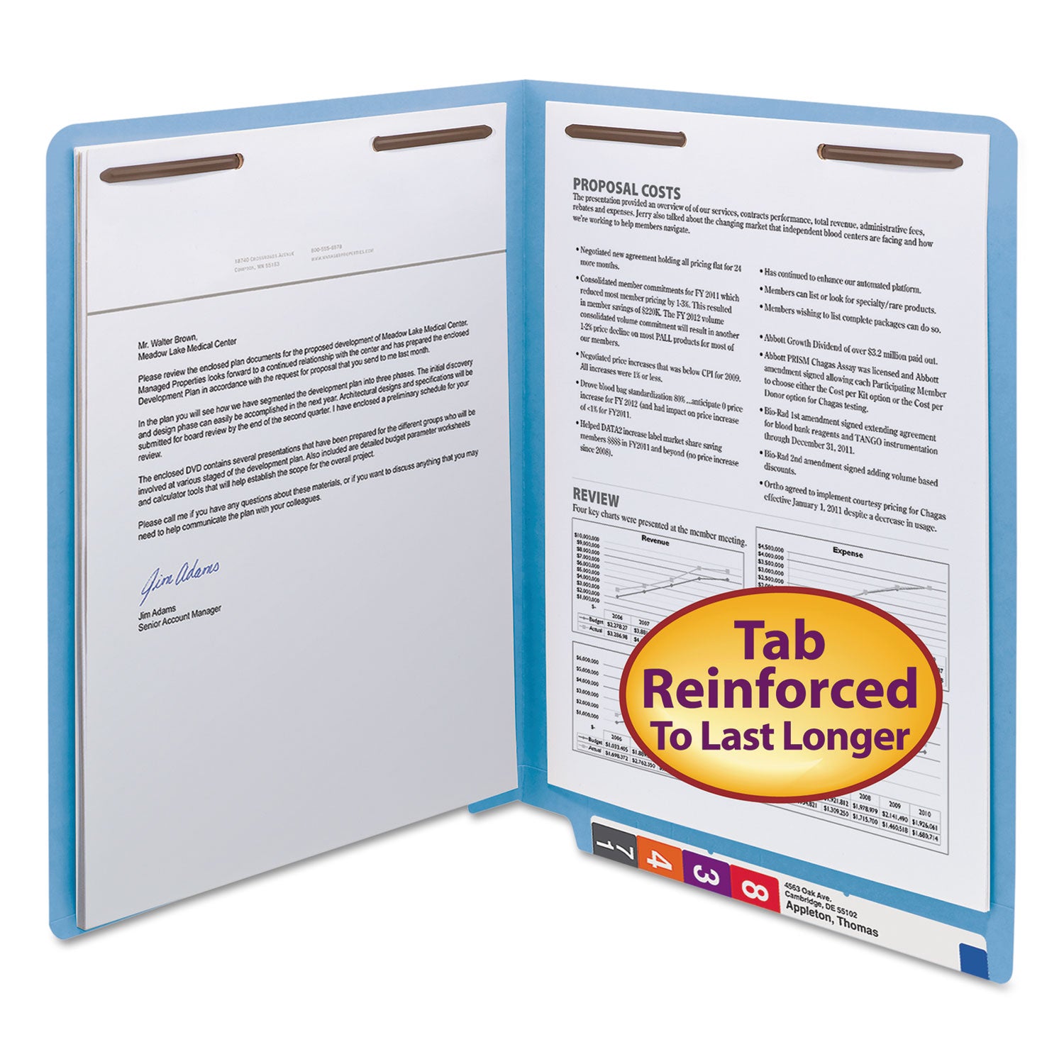 WaterShed CutLess End Tab Fastener Folders, 2 Fasteners, Letter Size ...