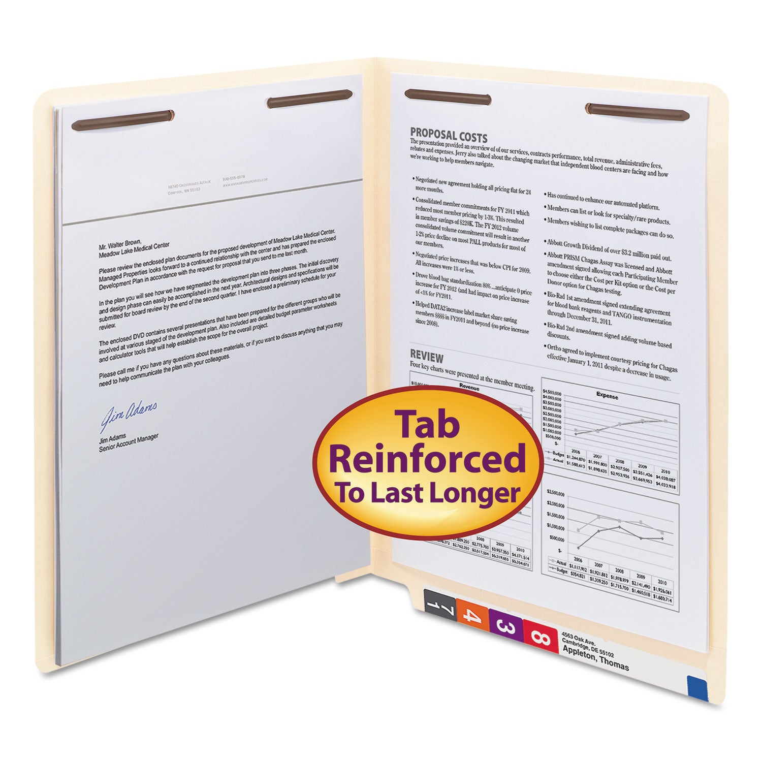 WaterShed CutLess End Tab Fastener Folders, 2 Fasteners, Letter Size ...