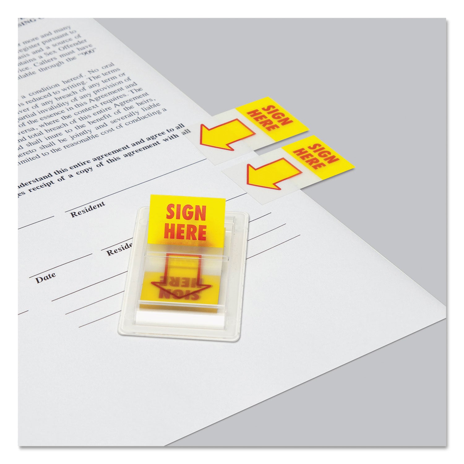 Arrow Page Flags, "Sign Here", Yellow/Red, 50 Flags/Dispenser, 2 ...