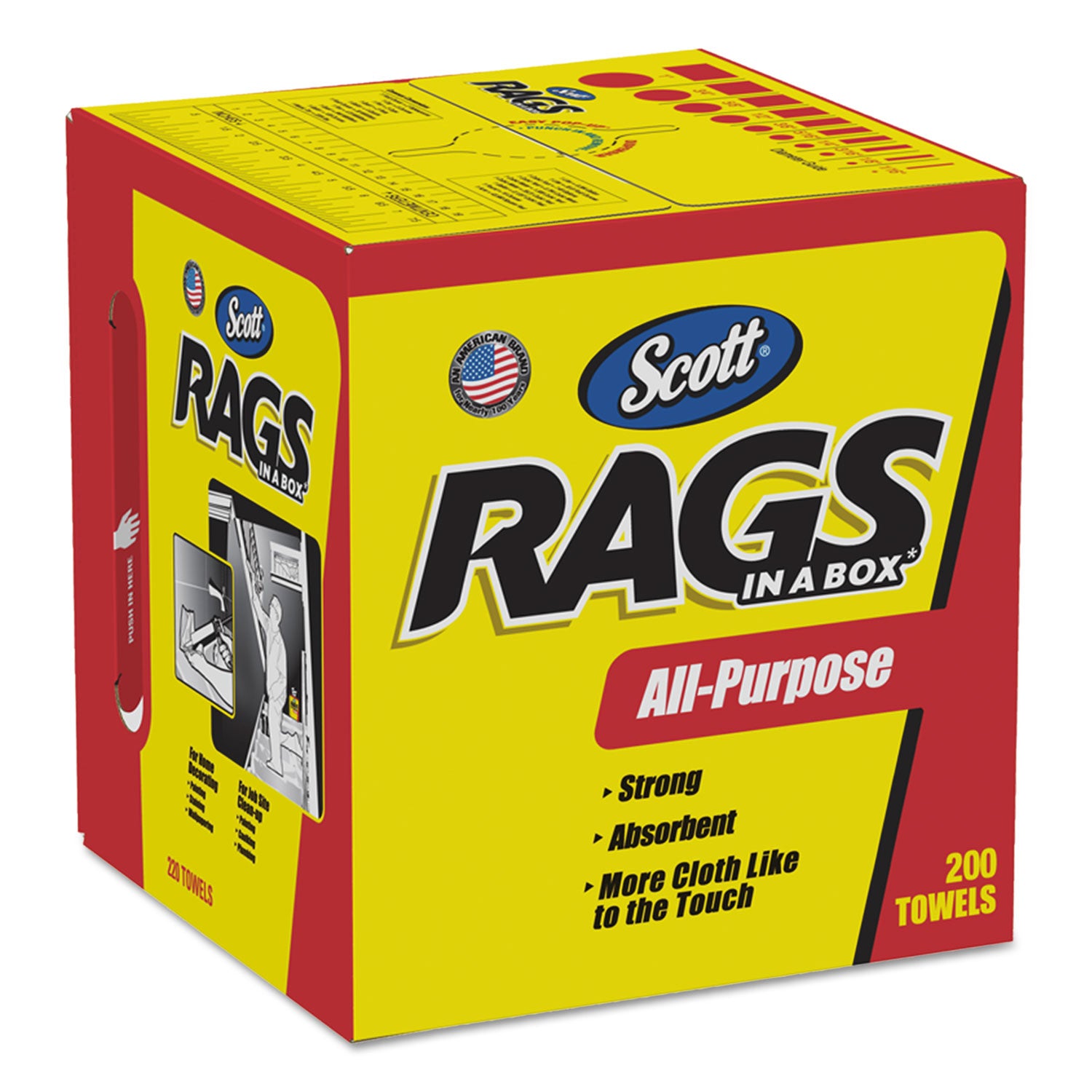 Rags in a Box, POP-UP Box, 10 x 12, White, 200/Box, 8 Boxes/Carton by ...
