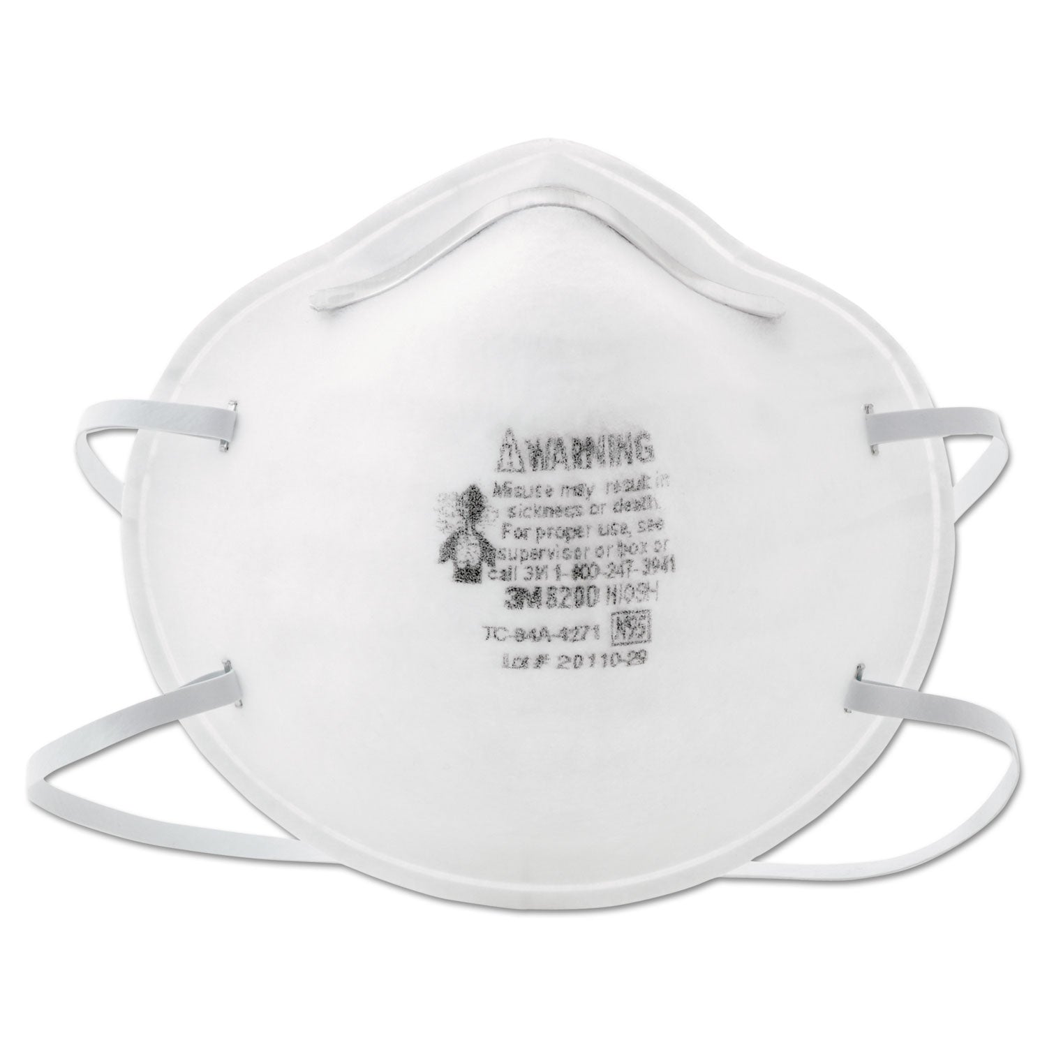 N95 Particle Respirator 8200 Mask, Standard Size, 20/Box by 3M MMM8200