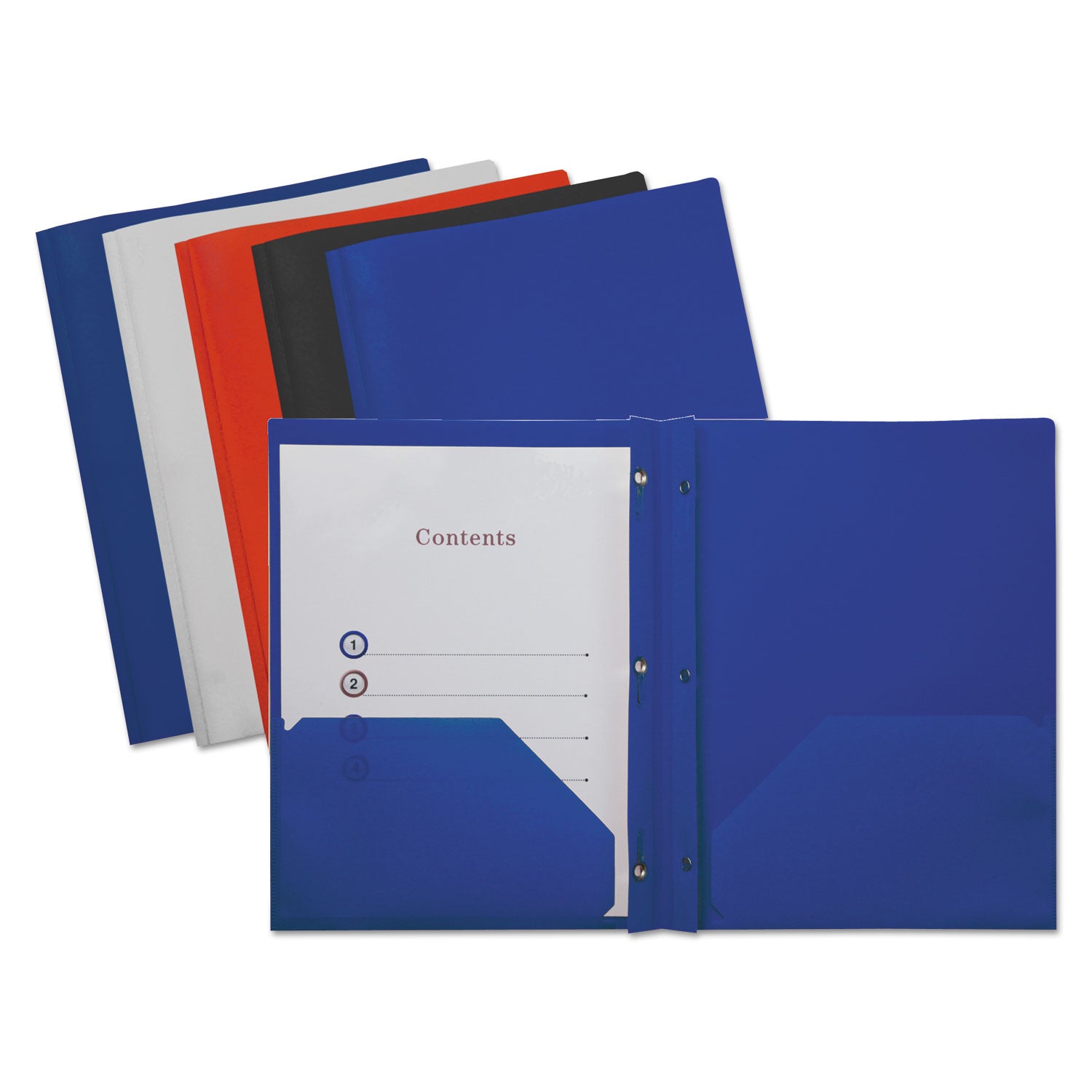 Plastic Twin-Pocket Report Covers with Three-Prong Fastener, 11 x 8.5 ...