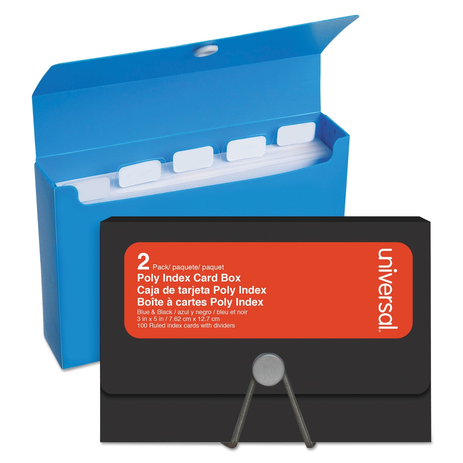 Poly Index Card Box, Holds 100 3 x 5 Cards, 3 x 1.33 x 5, Plastic ...
