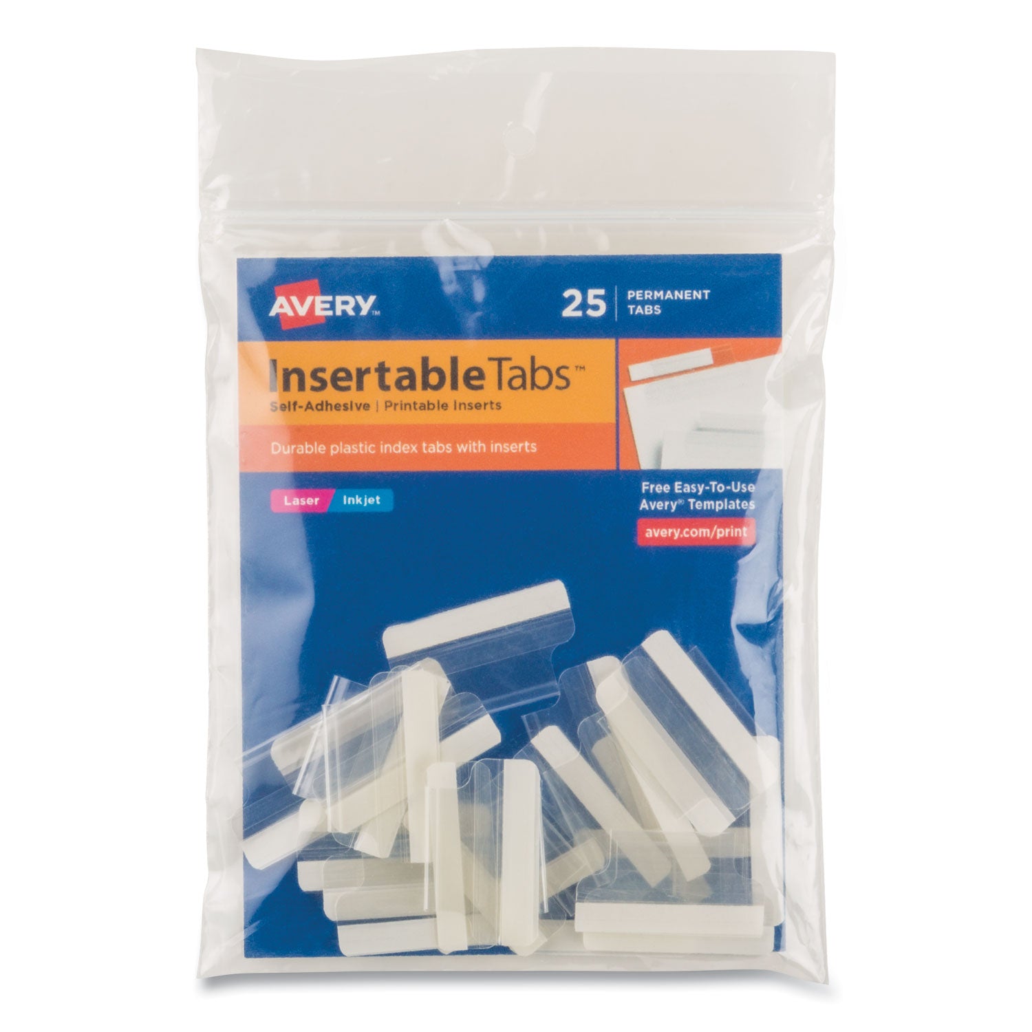 Insertable Index Tabs with Printable Inserts, 1/5-Cut, Clear, 1" Wide ...