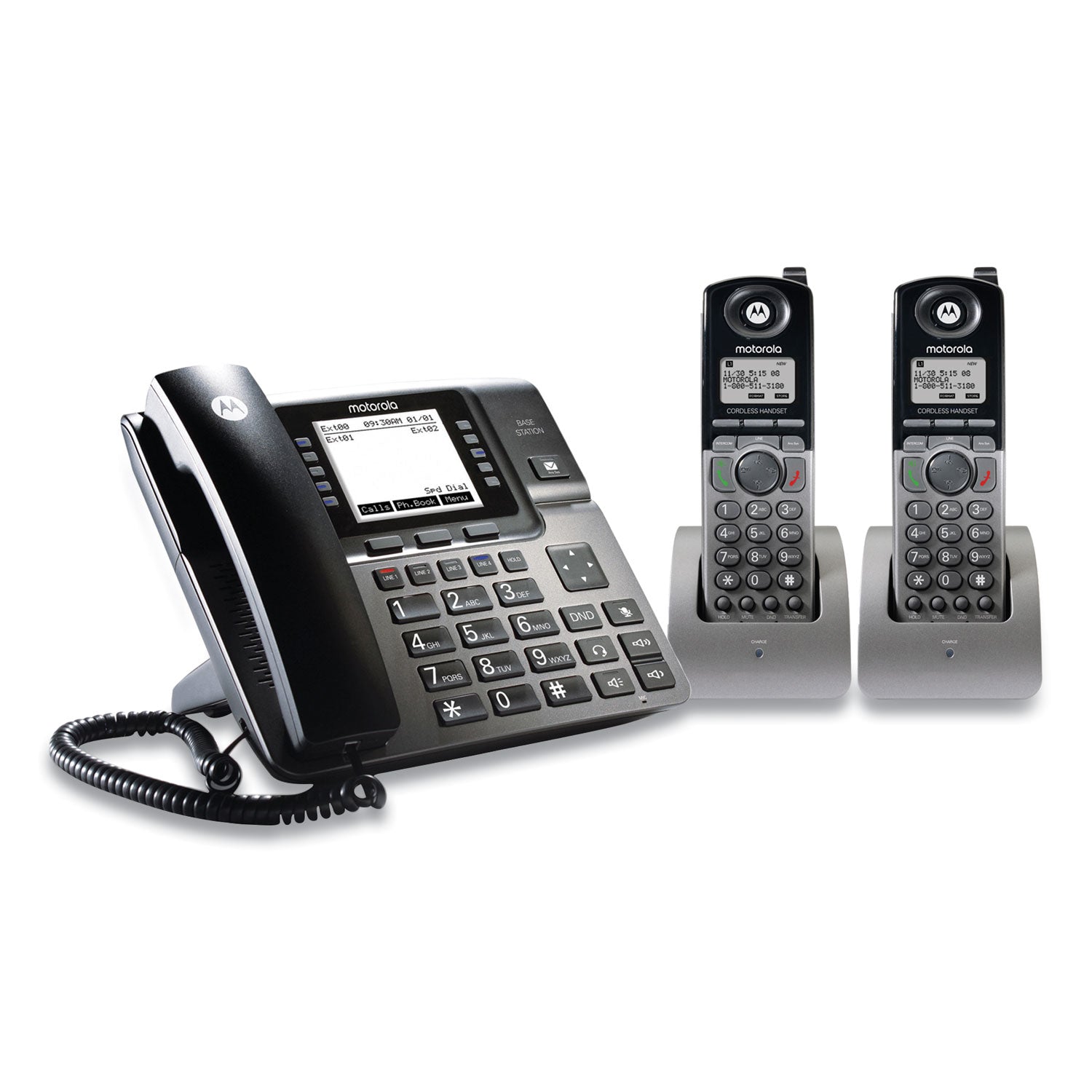 1-4 Line Wireless Phone System Bundle, 2 Additional Cordless Handsets ...