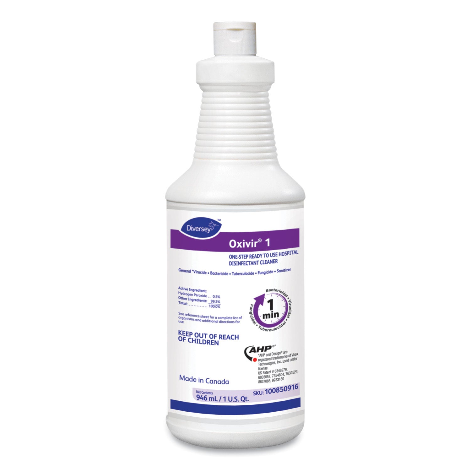 Oxivir 1 RTU Disinfectant Cleaner, 32 oz Spray Bottle, 12/Carton by ...