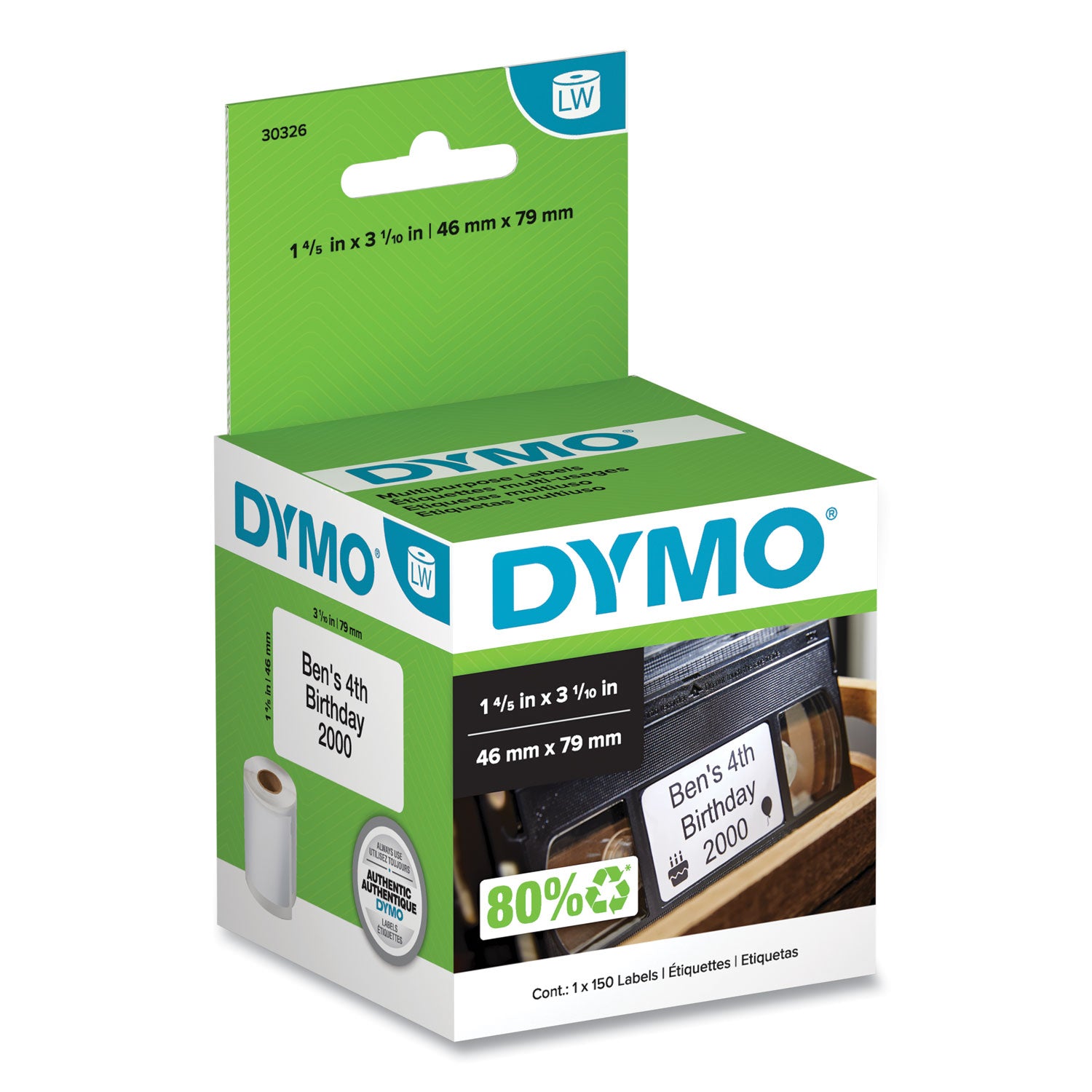 LabelWriter VHS Top Labels, 1.8" x 3.1", White, 150 Labels/Roll by DYMO ...