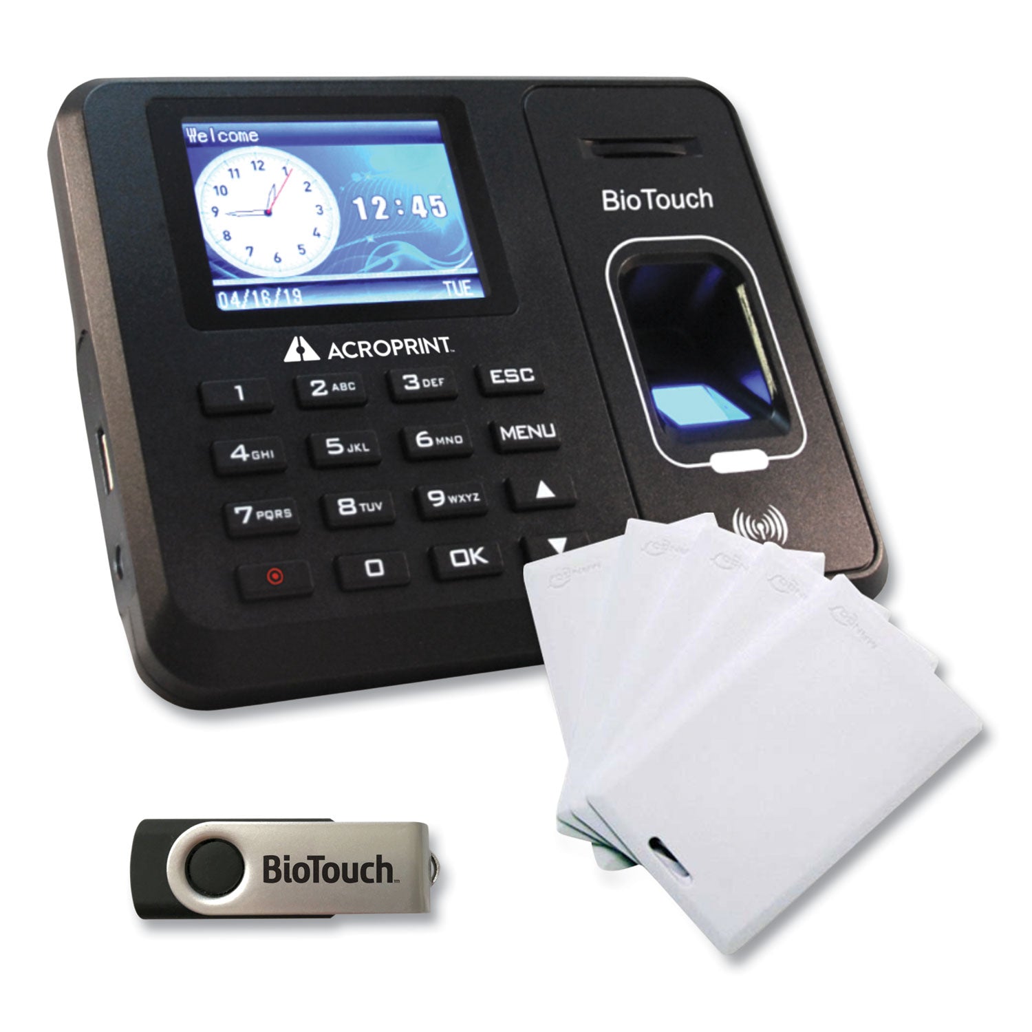 BioTouch Time Clock and Badges Bundle, 10,000 Employees, Black by ...