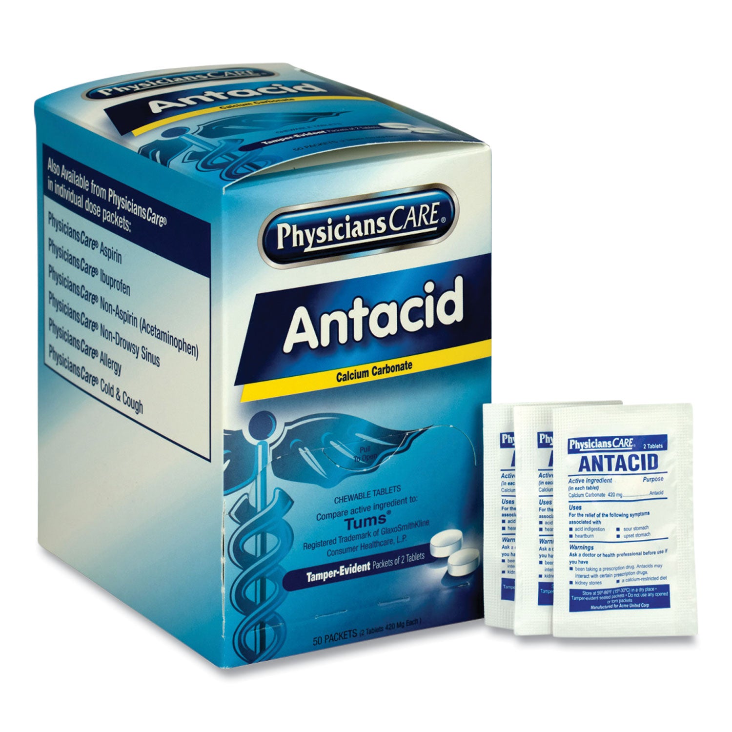 Antacid Calcium Carbonate Medication, Two-Pack, 50 Packs/Box by ...