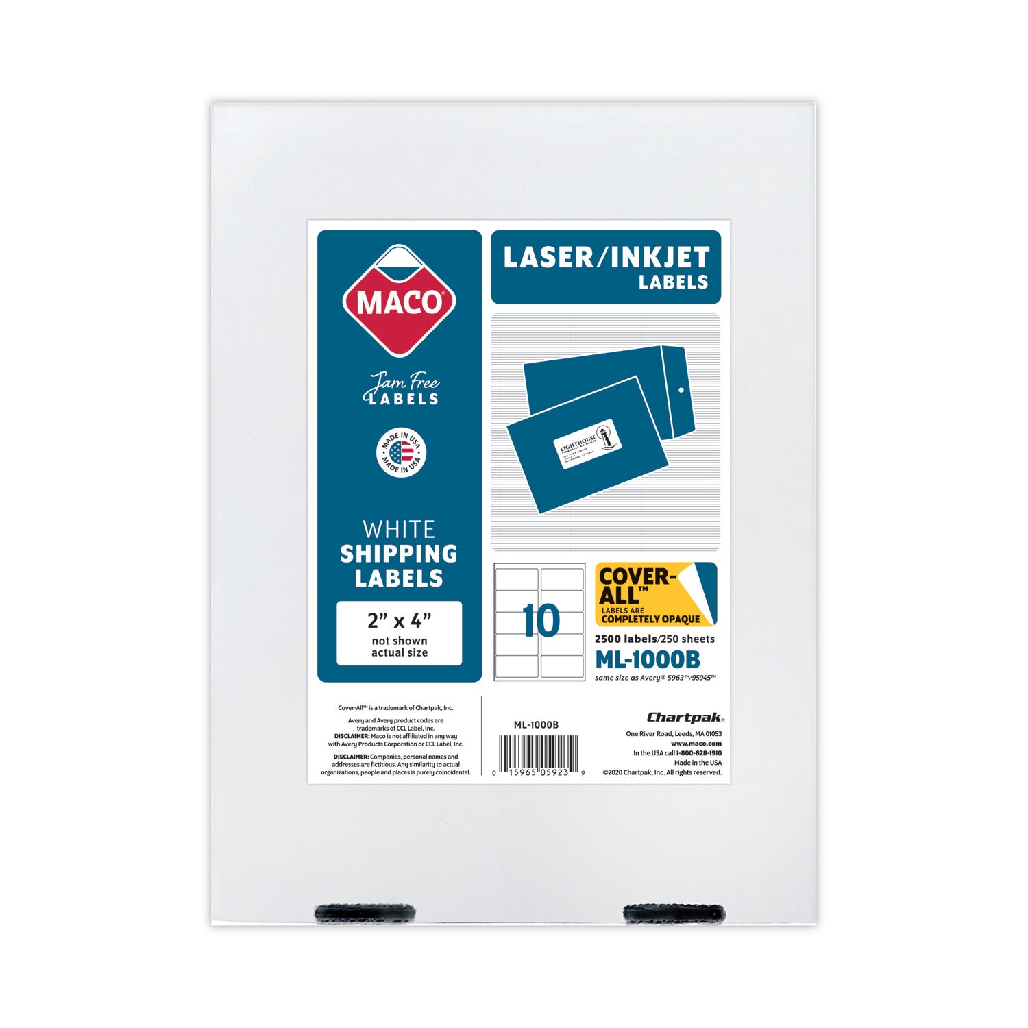 Cover-All Opaque Laser/Inkjet Shipping Labels, Inkjet/Laser Printers, 2 ...