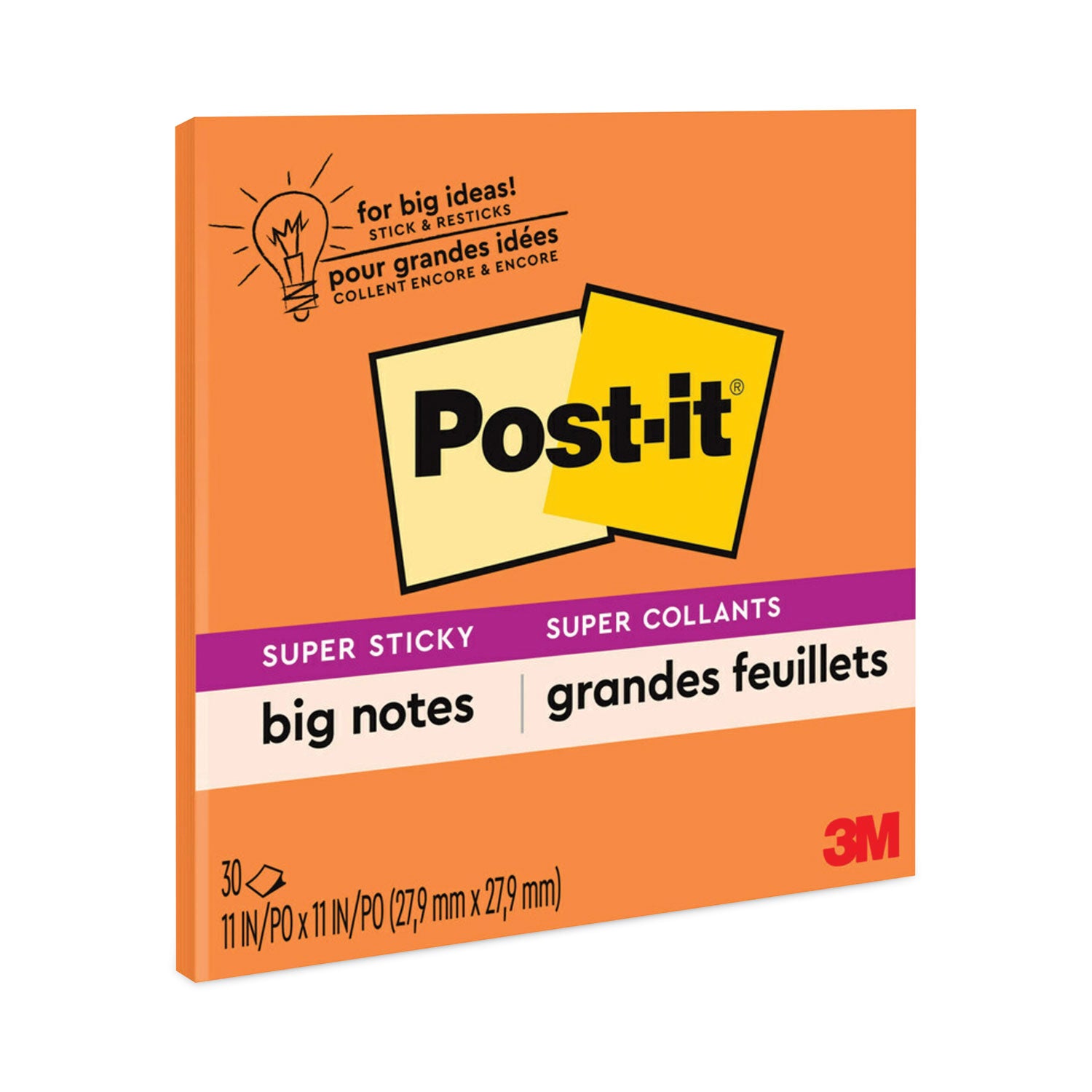 Big Notes, Unruled, 11 x 11, Orange, 30 Sheets by Post-it MMMBN11O