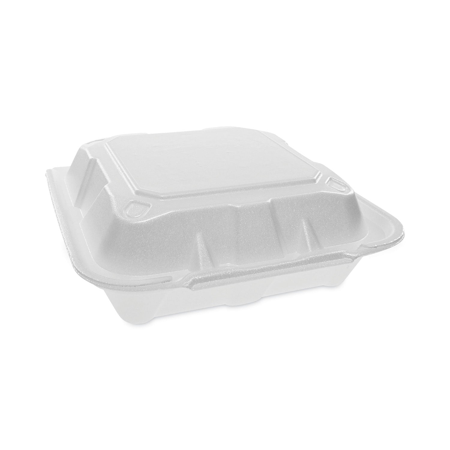 Vented Foam Hinged Lid Container, Dual Tab Lock, 8.42 x 8.15 x 3, White ...