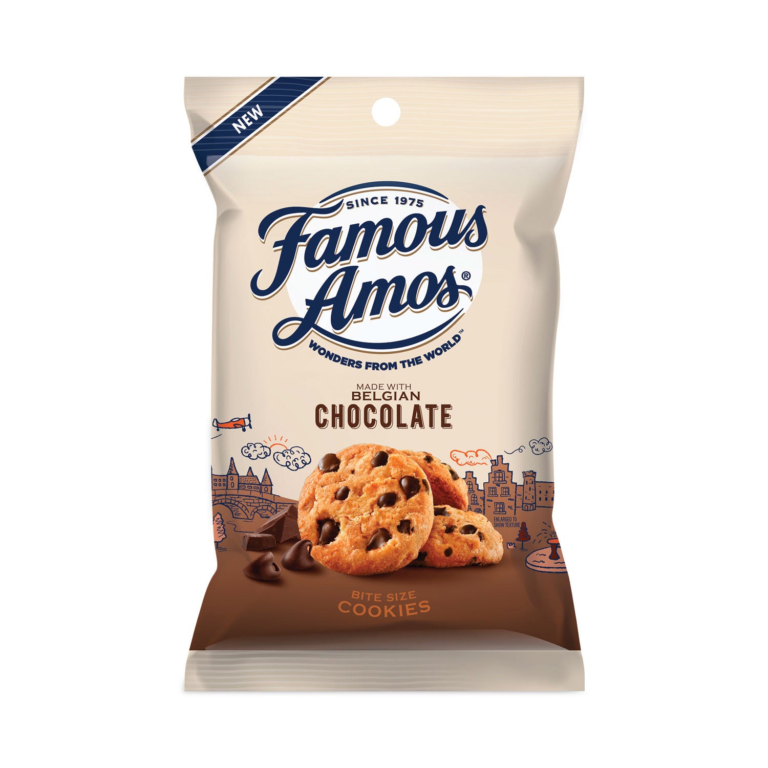 Famous Amos Cookies, Chocolate Chip, 2 oz Snack Pack, 8/Box by Famous ...